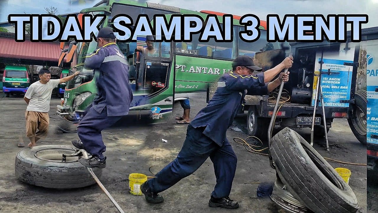 Manual ...Dan Cepat ..... !!Bongkar Pasang Ban Bus - YouTube