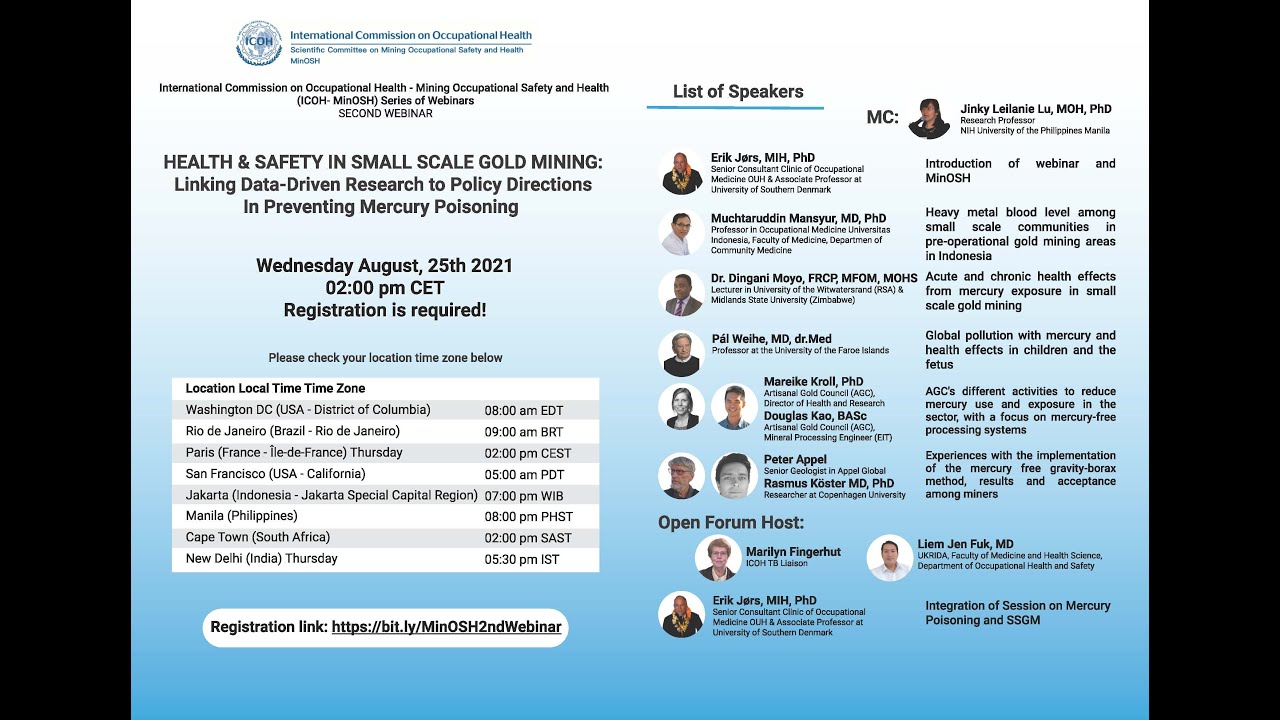 ICOH-MinOSH Webinar Series "HEALTH & SAFETY IN SMALL SCALE GOLD MINING ...