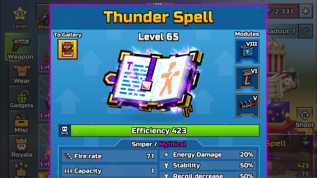 Pixel gun 3d thunder spell review /gameplay - YouTube