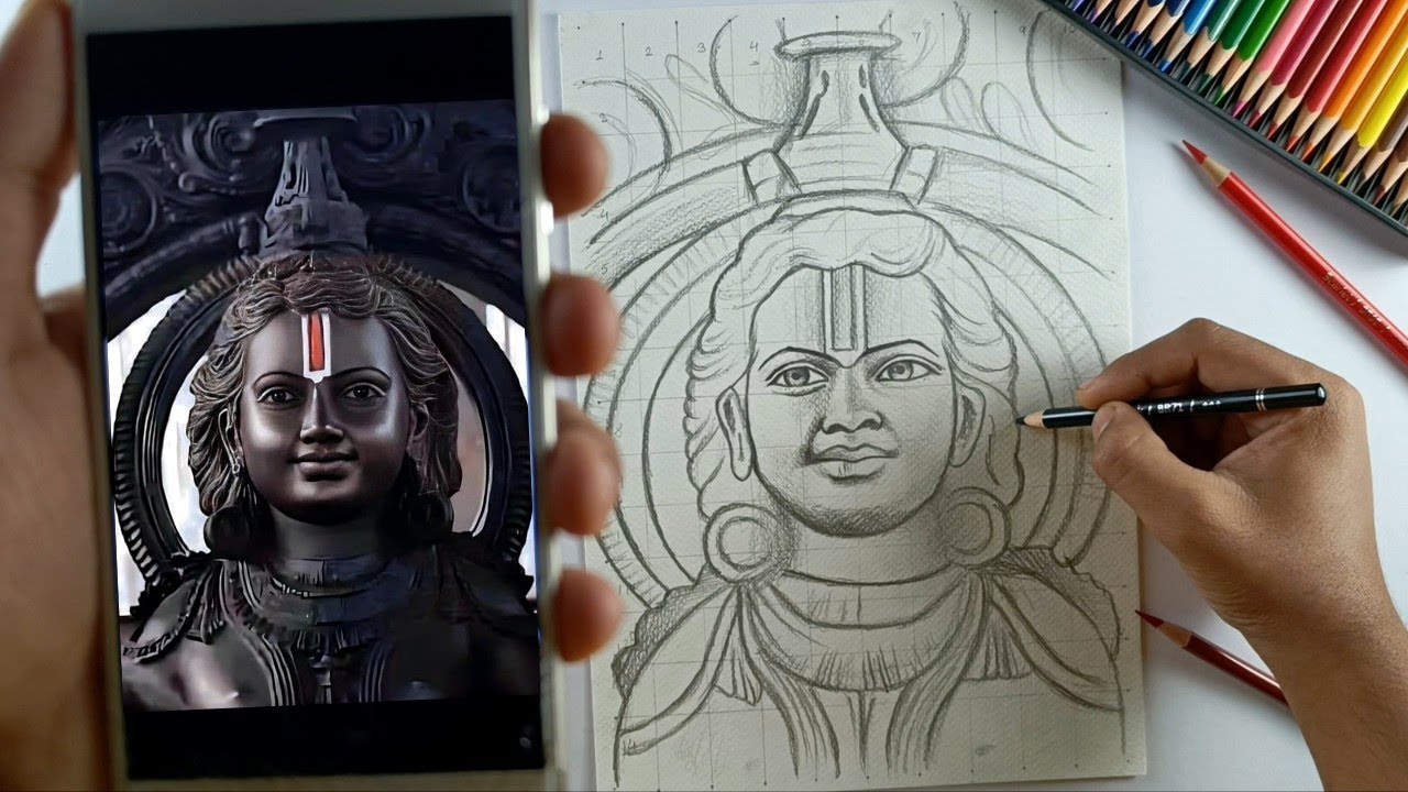 How To Draw Shree Ram Lala Drawing | Step By Step (Outline Tutorial ...