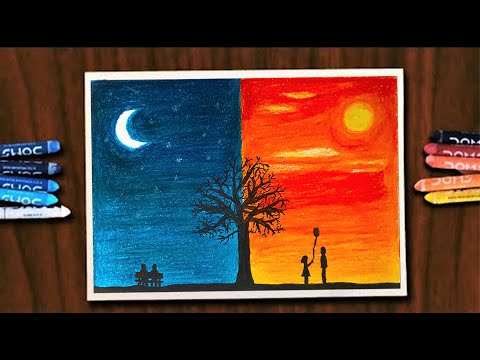 Sıcak Soğuk Renkler Çalışması - Zıt Renkler Çalışması - Gece Gündüz Resmi Çizimi