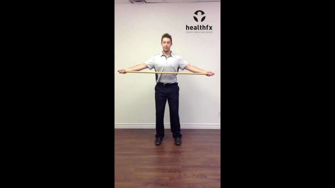 Standing Bent over Thoracic Rotation with Dowel for Spinal Mobility ...