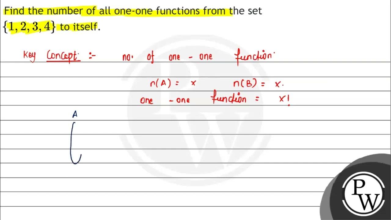 Find the number of all one-one functions from the set \( \{1,2,3,4\... - YouTube