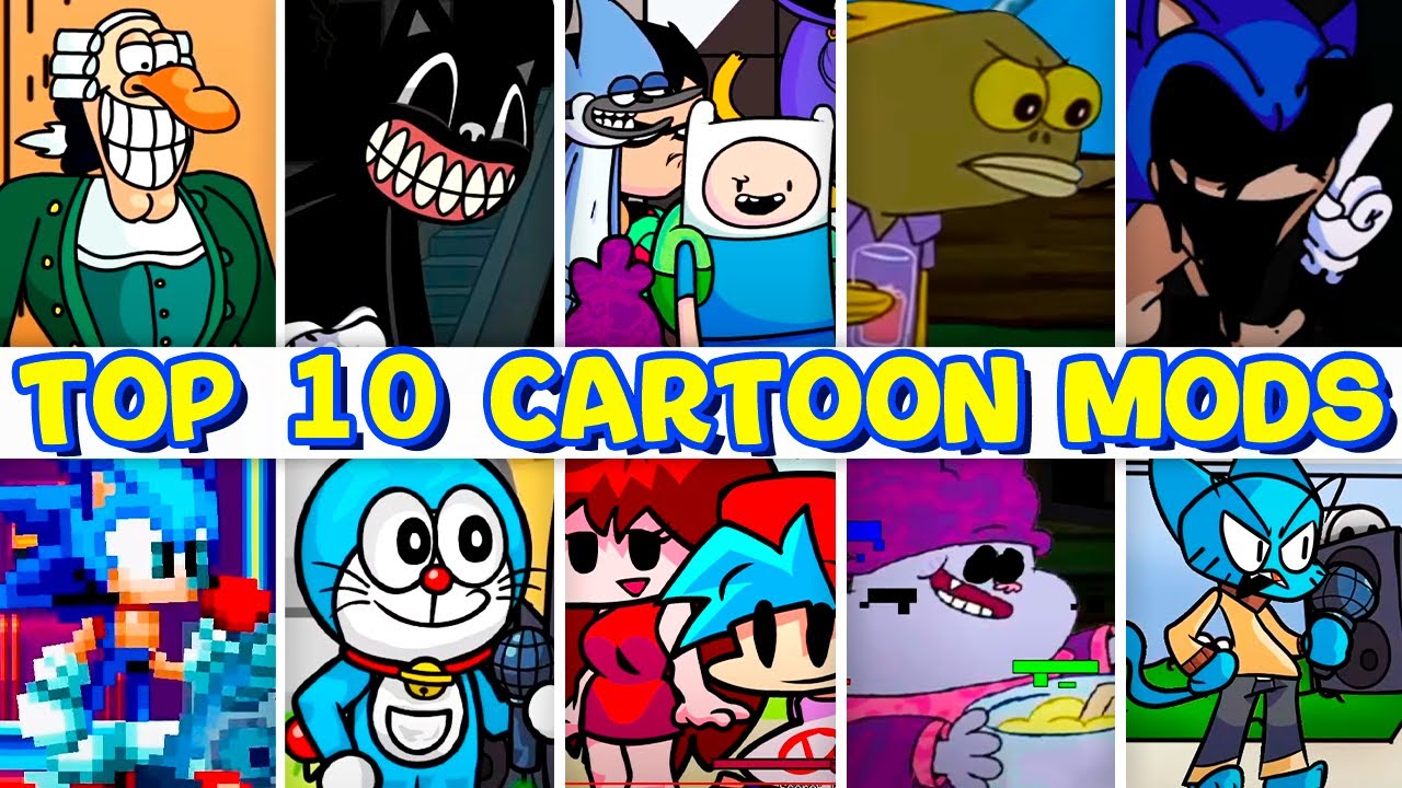 Top 10 Cartoon Mods in FNF - Friday Night Funkin’ - YouTube