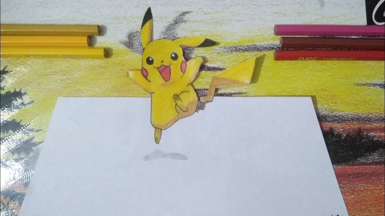How to draw Pikachu 3D - YouTube