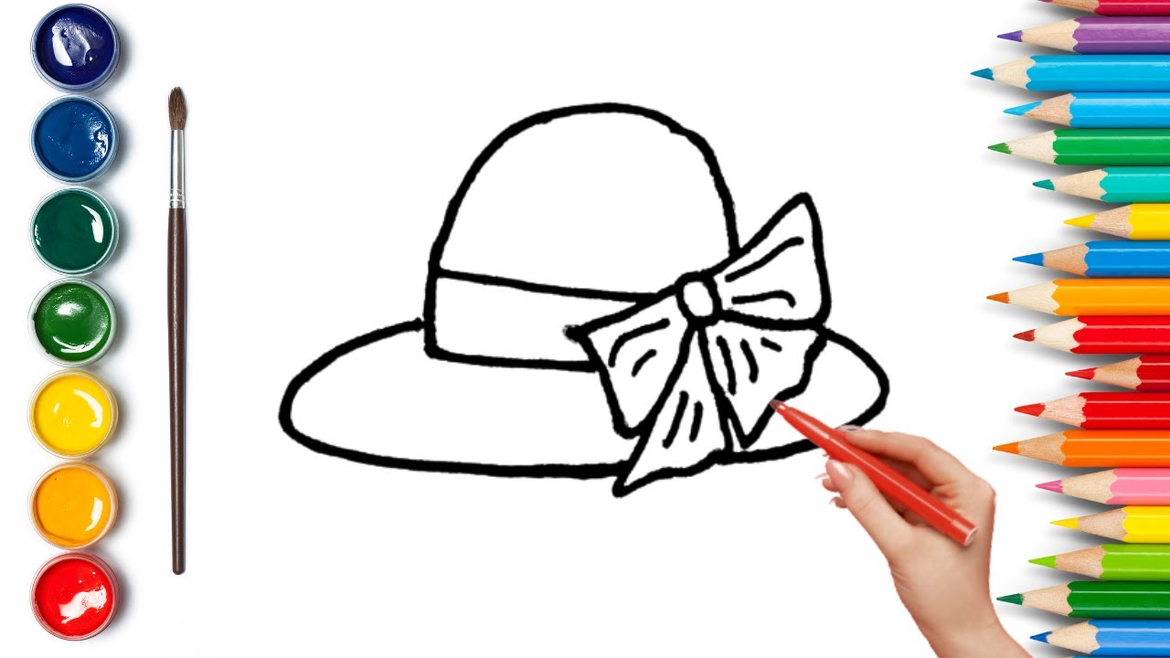 How To Draw Cute Hat Drawing, Painting & Coloring For Kids and Toddlers ...