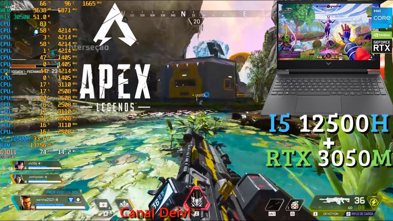Apex Legends i5 12500H + RTX 3050M + 32GB RAM DDR4 3200MHz HP Victus 15 ...