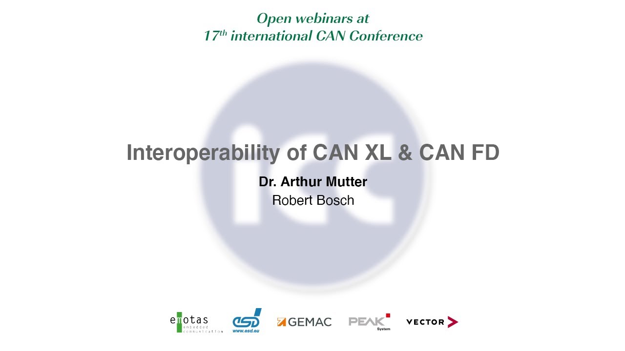 17th iCC webinar: Interoperability of CAN XL & CAN FD - YouTube
