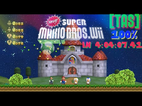[TAS] [4K] Newer Super Mario Bros. Wii (100%) in 4:04:07.41 (WR)