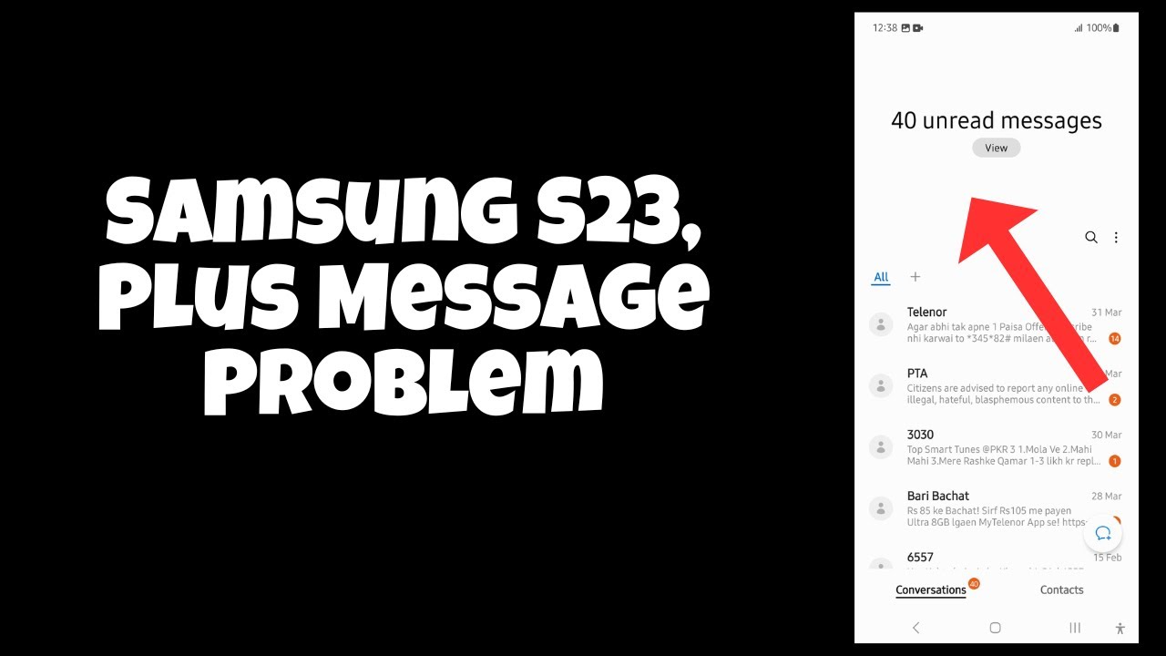 Samsung S23, Plus Message Problem FIXED - YouTube