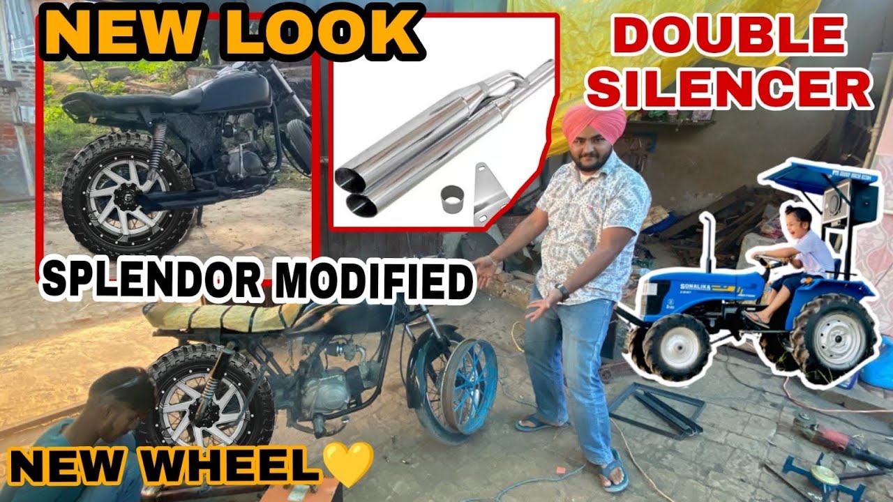 BIKE DI NEW LOOK | NEW DOUBLE SILENCER | WHEELS💛 | SPLENDOR MODIFIED ...