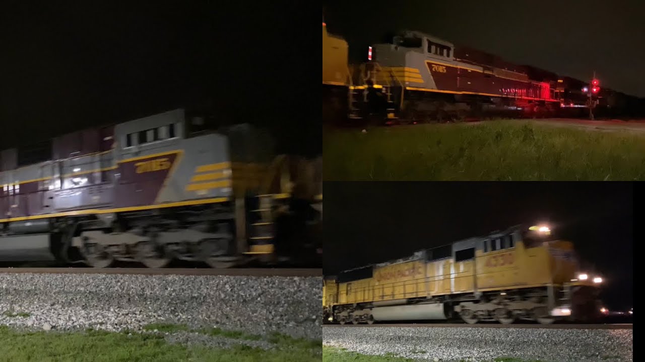 CP Maroon & Gray SD70ACU 7015 + SD70M Trio Southbound Through Hutto ...