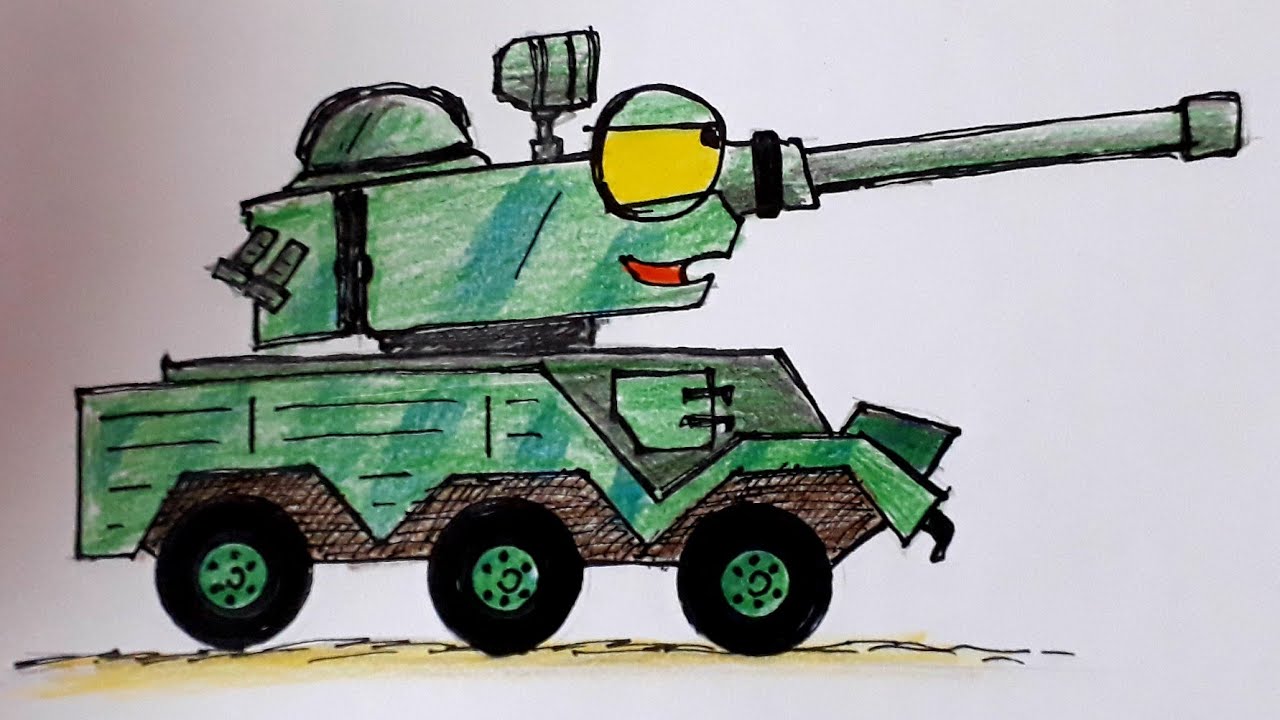 How to draw a tank , tank wheels . | วาดรูป รถถังล้อยาง ,, - YouTube