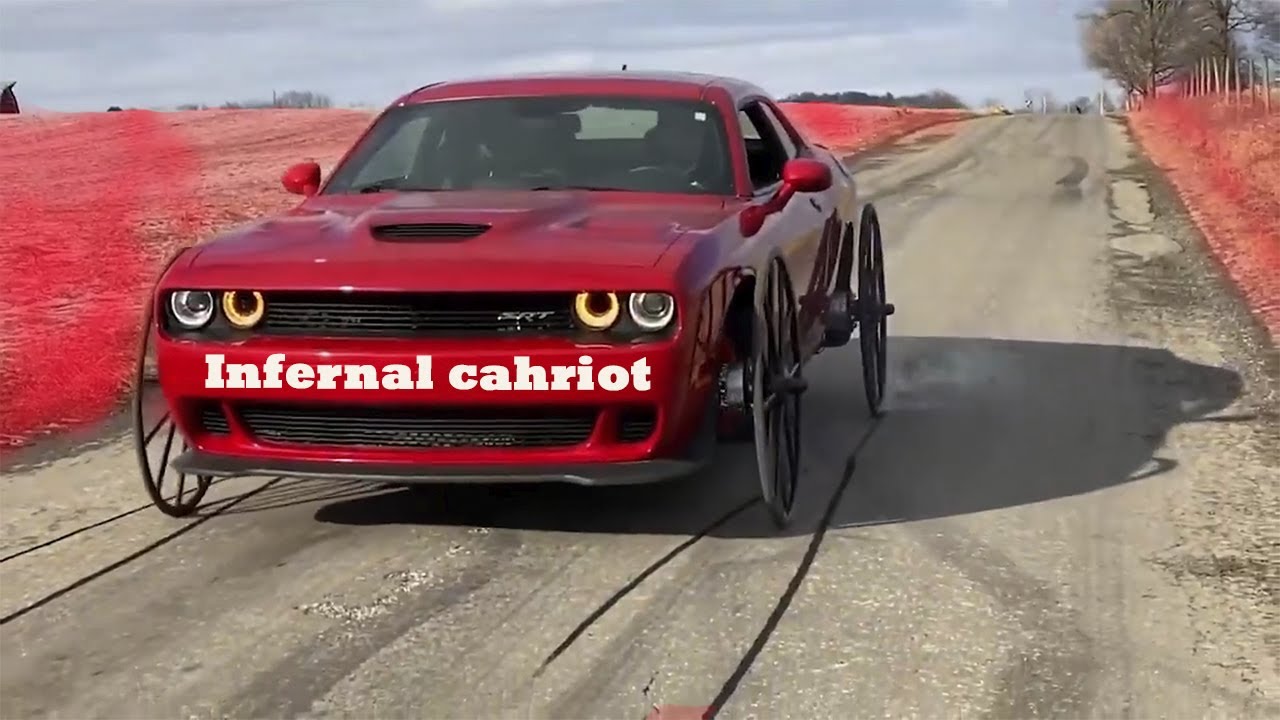 Dodge challenger on wagon wheels. What ? - YouTube