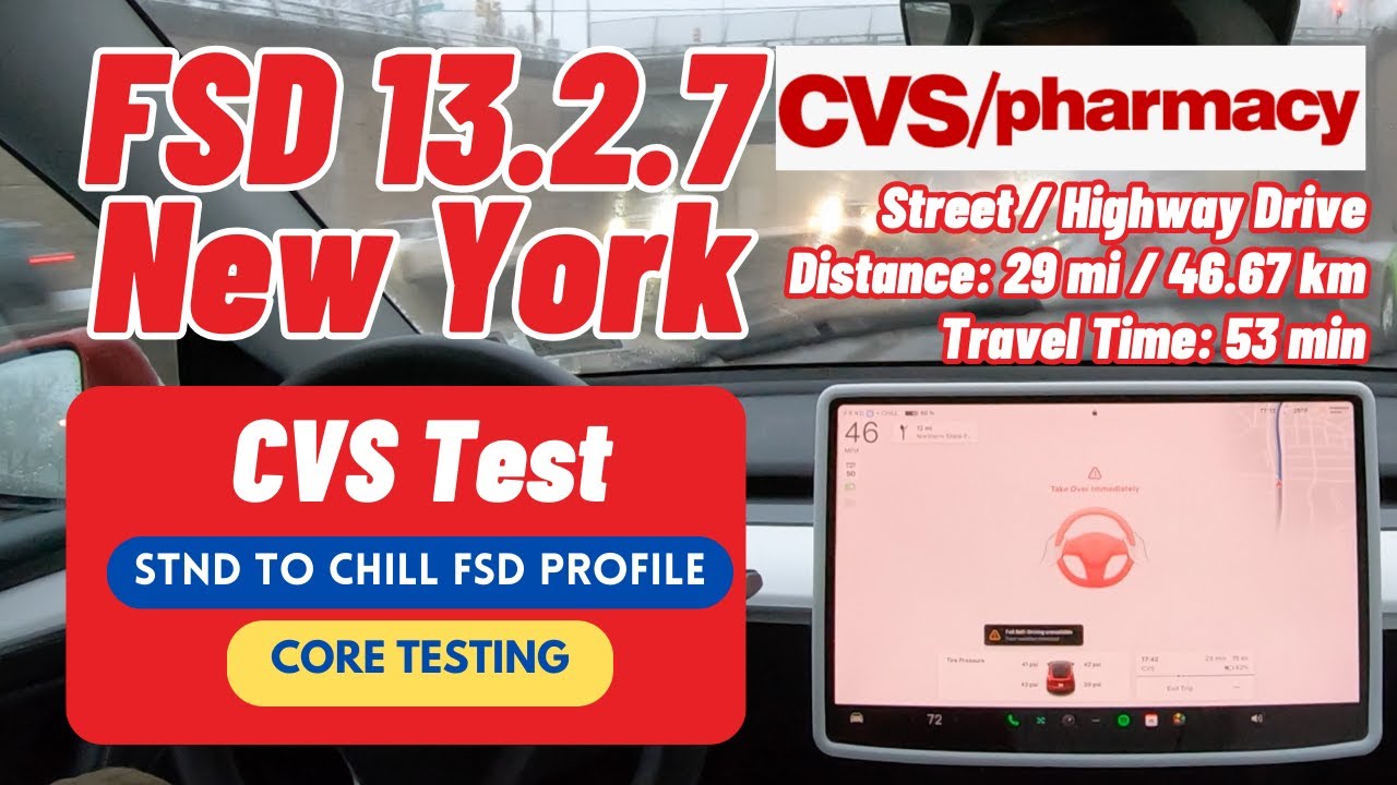 Tesla FSD Supervised v13.2.7 CVS Test | CHILL FSD Driving Profile - YouTube