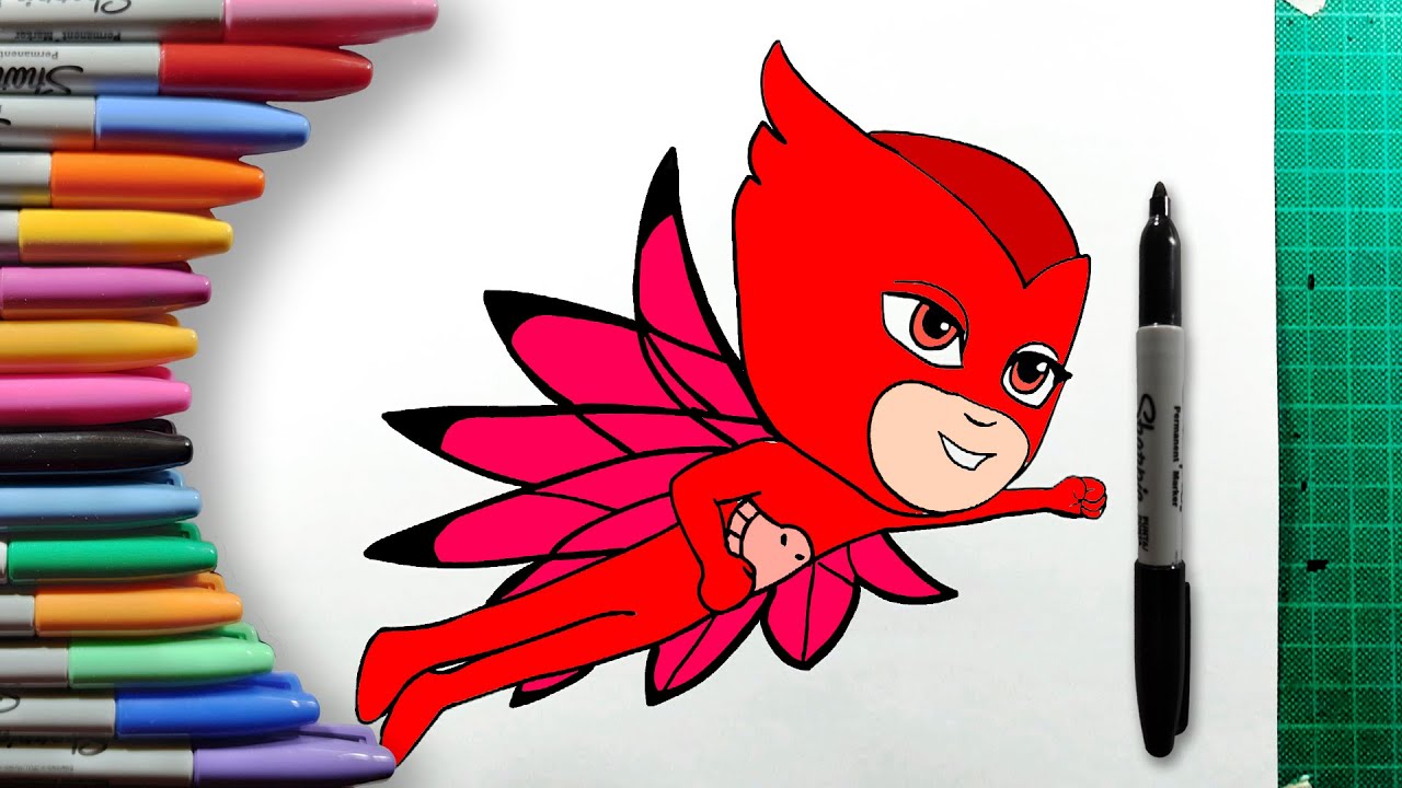 How to Color Owlette from Pj Masks Step by Step Easy Coloring pages for ...