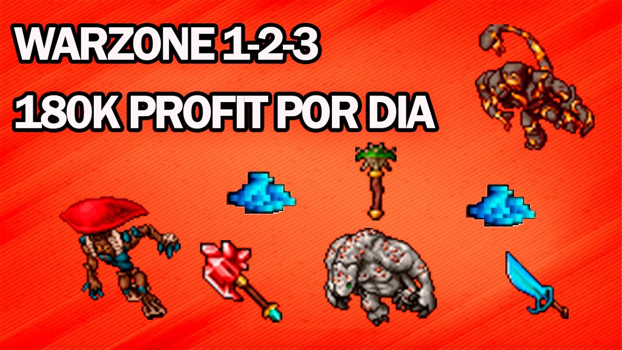 Tibia - Warzone 1,2 e 3 (180K de lucro por dia) - YouTube