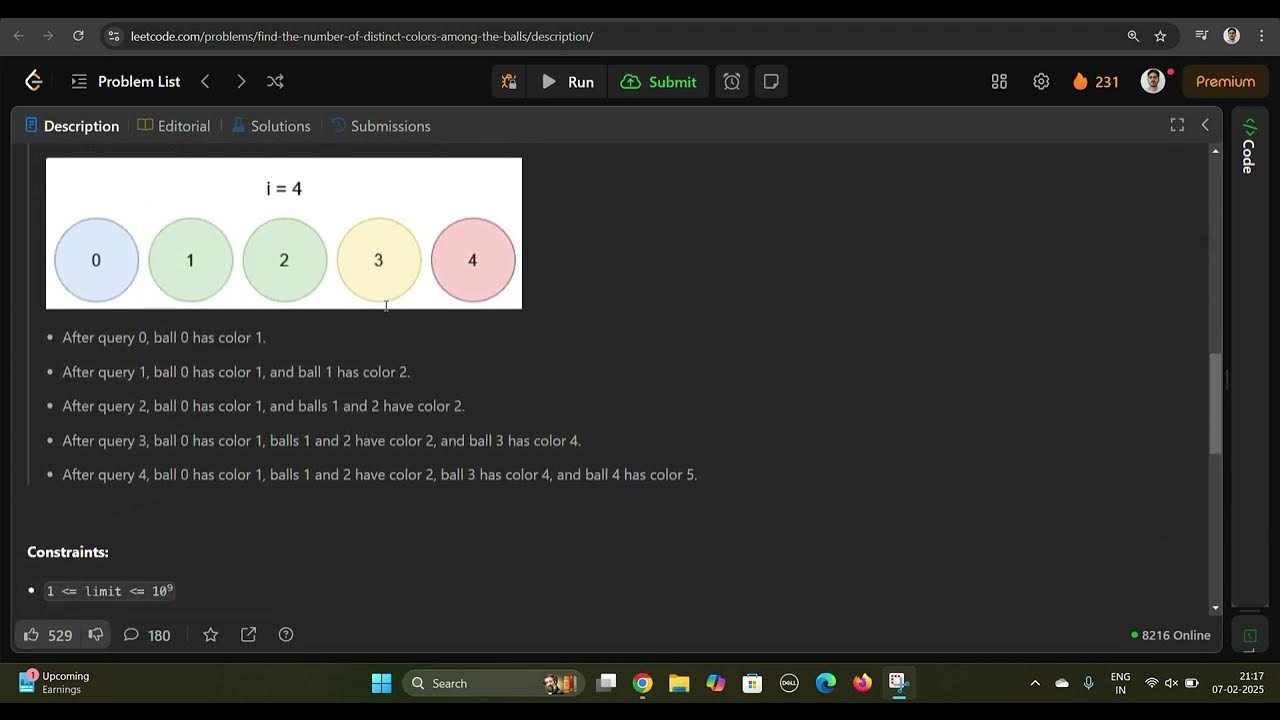 Find the Number of Distinct Colors Among the Balls|LEETCODE#POTD |07-02-25|@DecodeMaster01 - YouTube