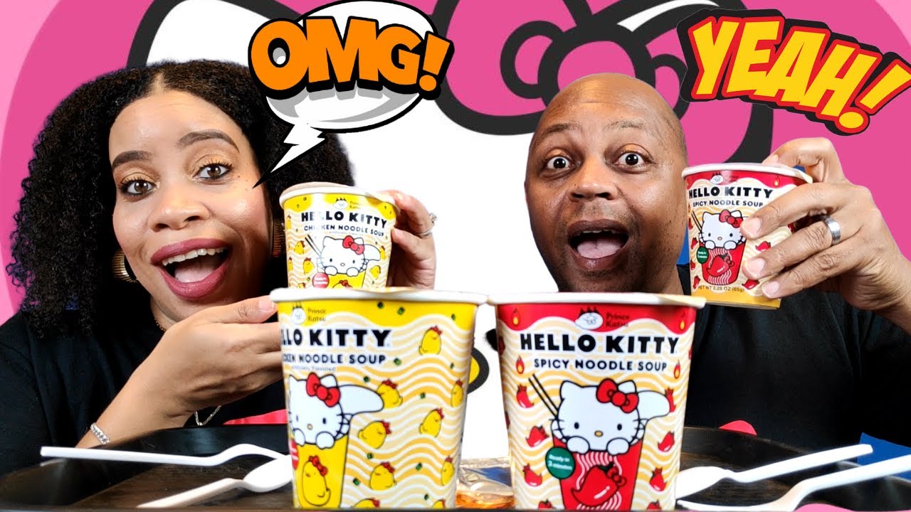 TRYING HELLO KITTY NOODLES!! #FOODREVIEW - YouTube