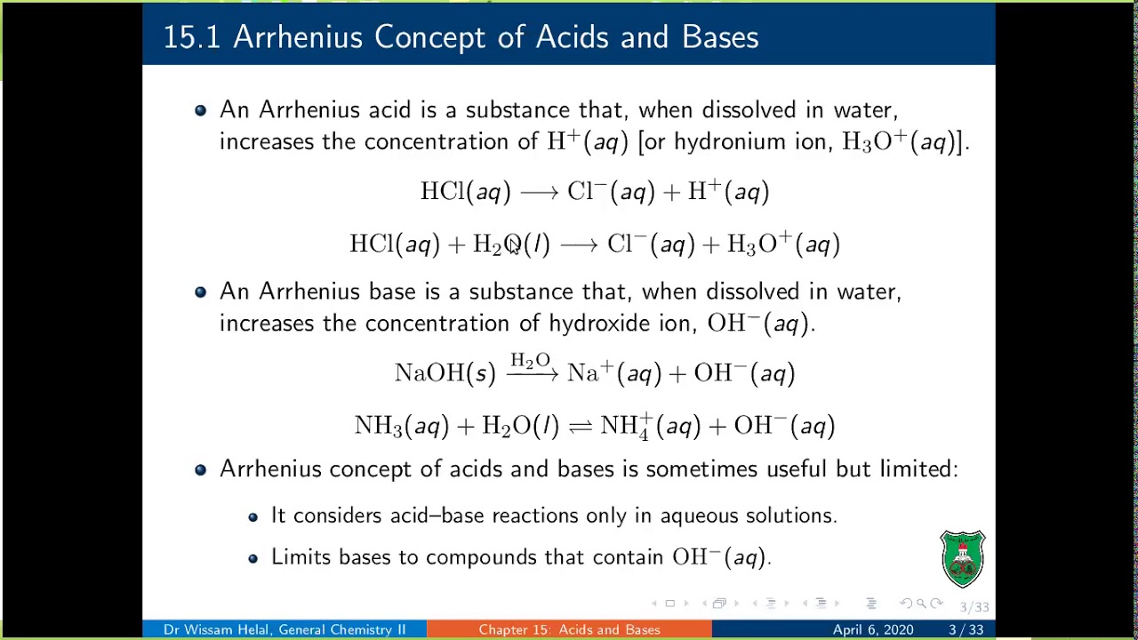 Chem II. Ch15 Acids & Bases. Lecture Video 11 - YouTube