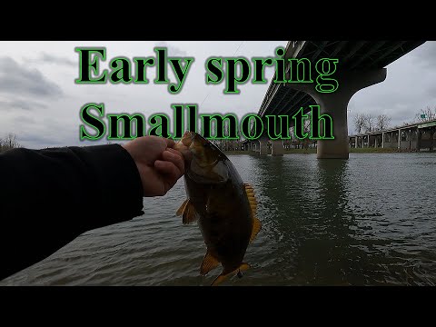 Fishing Early spring smallmouth with drop shot - YouTube