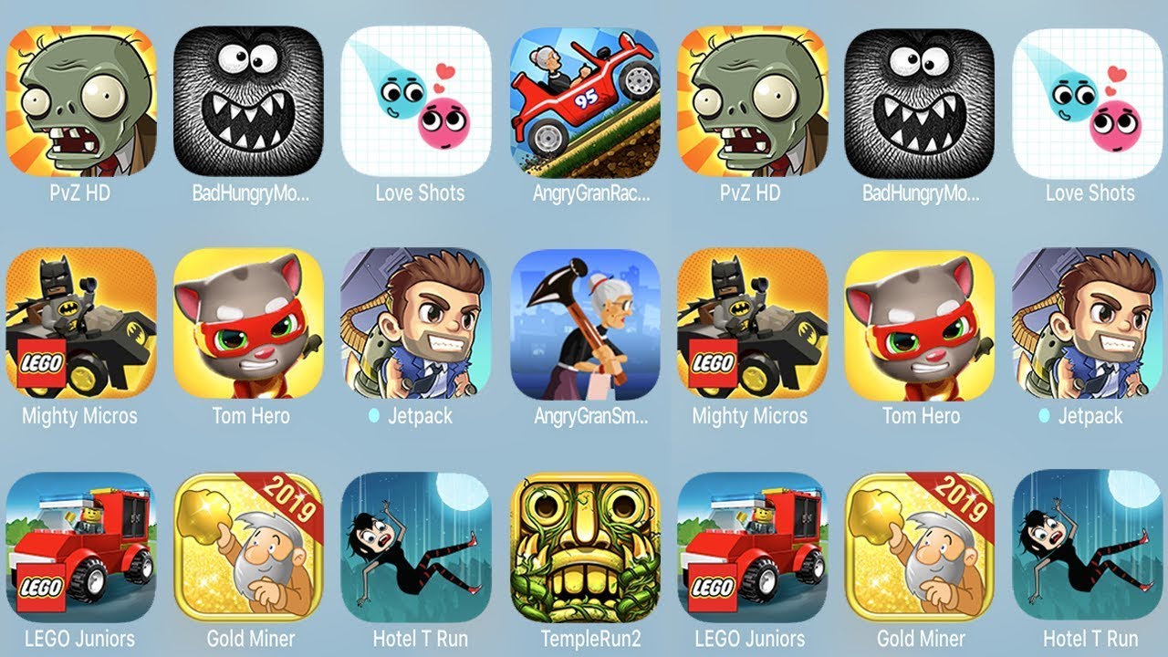 PvZ HD,Bad Hungry Monster,Love Shots,Angry Gran Racing,Mighty Micros ...