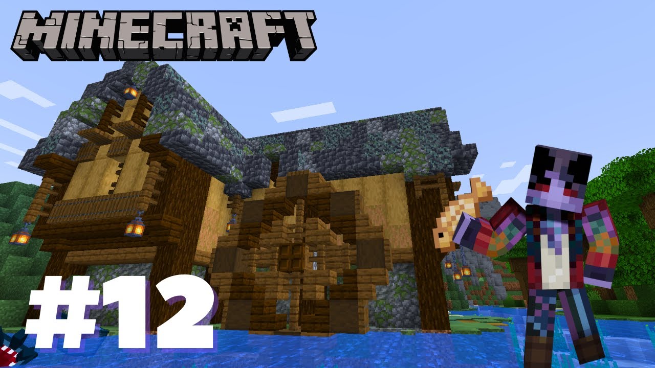 Ep. 12 - Fantasy Water-Wheel Build - Survival Minecraft - YouTube