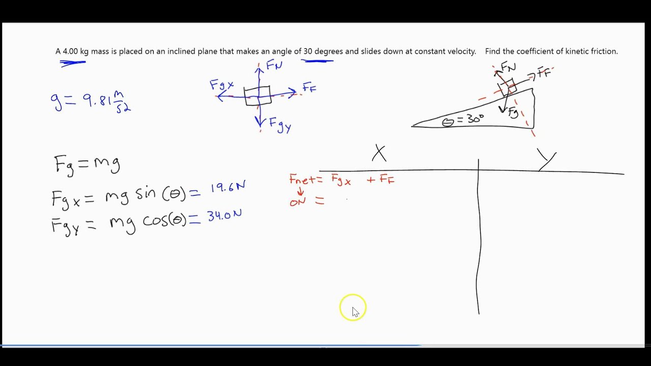 Physics: Solving for Coefficient of Friction Inclined Plane - YouTube