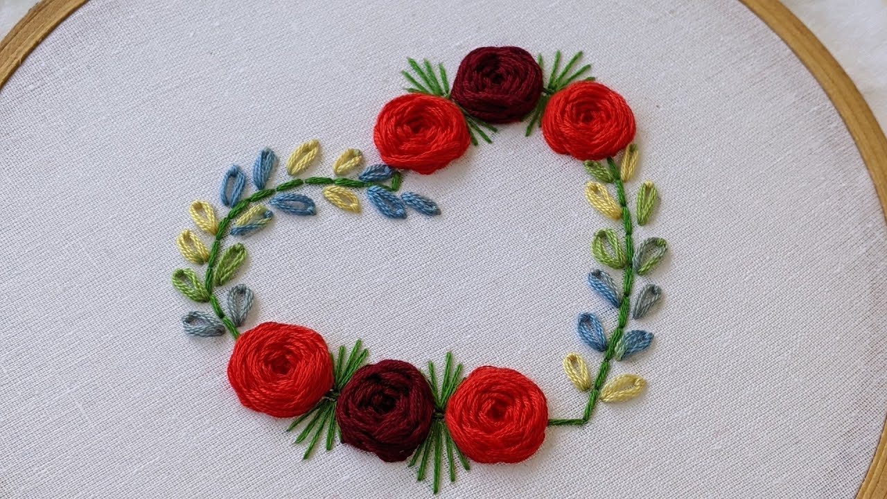 Very Simple And Easy Heart Shape Embroidery Design For Beginners/little ...