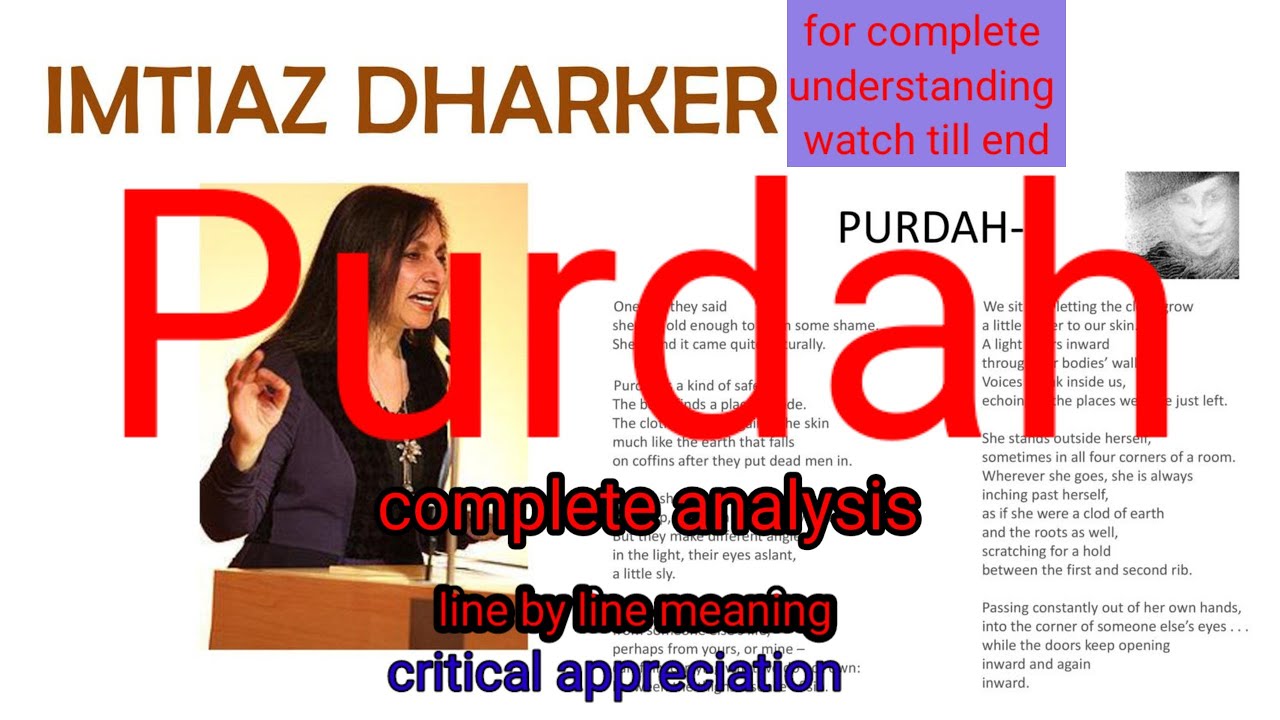 Purdah 1 by Imtiaz Dharker summary in english || analysis || line by ...