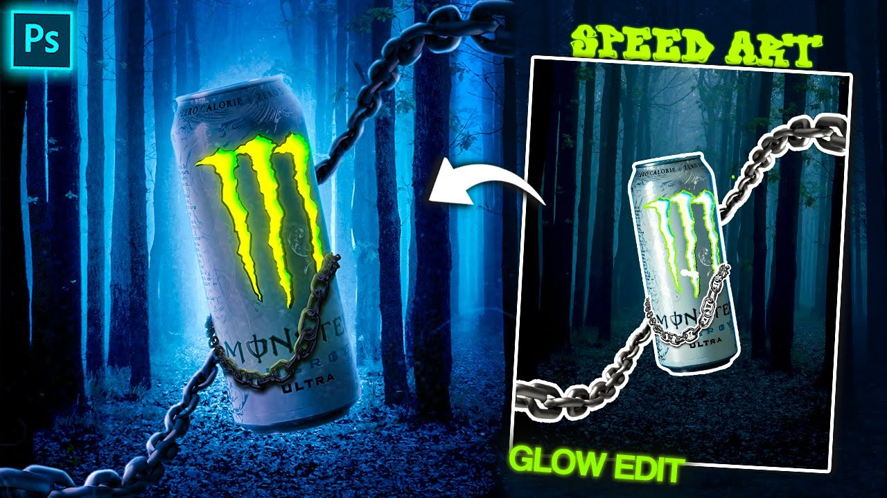 Mysterious Monster Energy Can Design in Photoshop! | Speed Art - YouTube