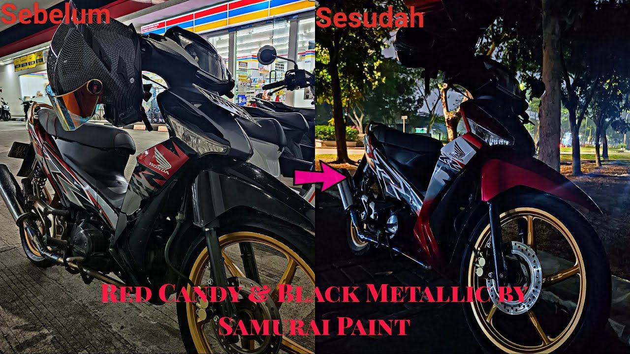 REPAINT BODY SUPRA X 125 MERAH CANDY & HITAM METALIK || SUPRA X125 # ...
