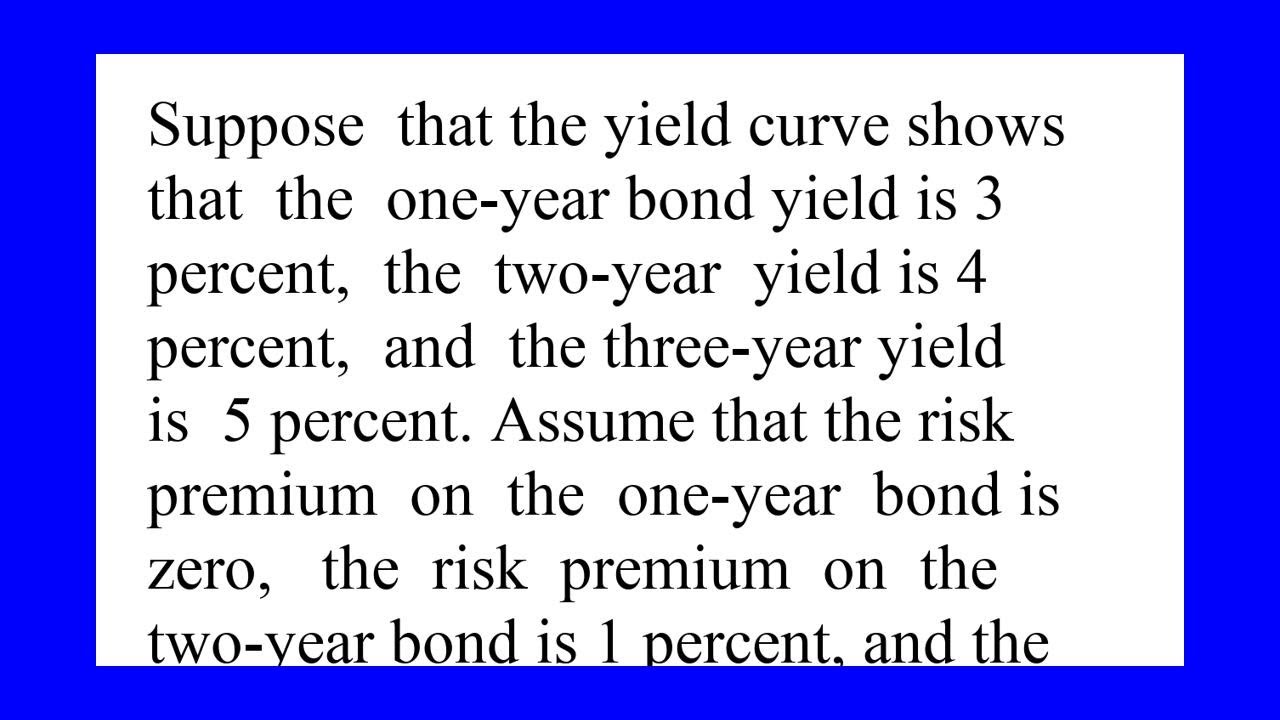 Suppose that the yield curve shows that the one year bond yield is 3 ...