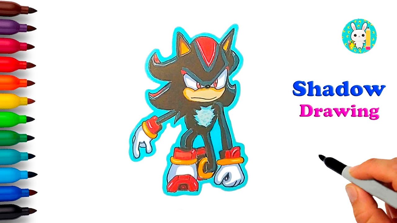 How to draw Shadow the Hedgehog 🖤 Shadow the Hedgehog drawing easy step ...