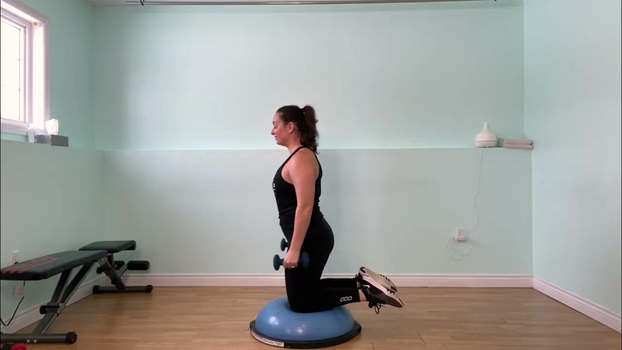 Dumbbell Tall Kneeling Front Raises on BOSU - YouTube