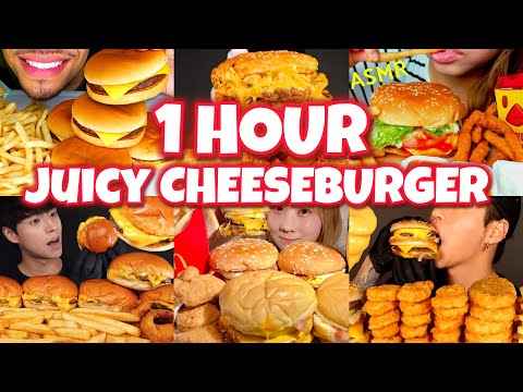 1 HOUR of BIGBITES of the juicy CHEESEBURGERS 🍔🧀🤤 messy eating| ASMR COMPILATION
