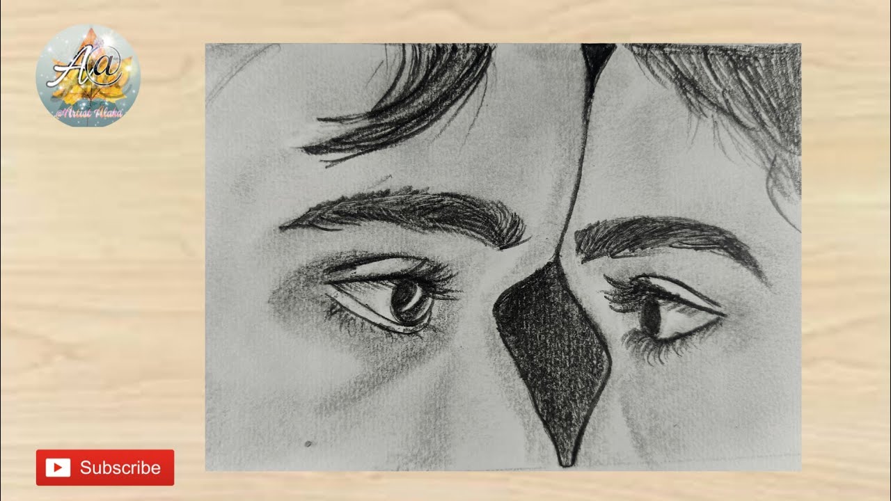 Eye Contact Couple Sketch step by step ll How to Draw Couple eyes ...