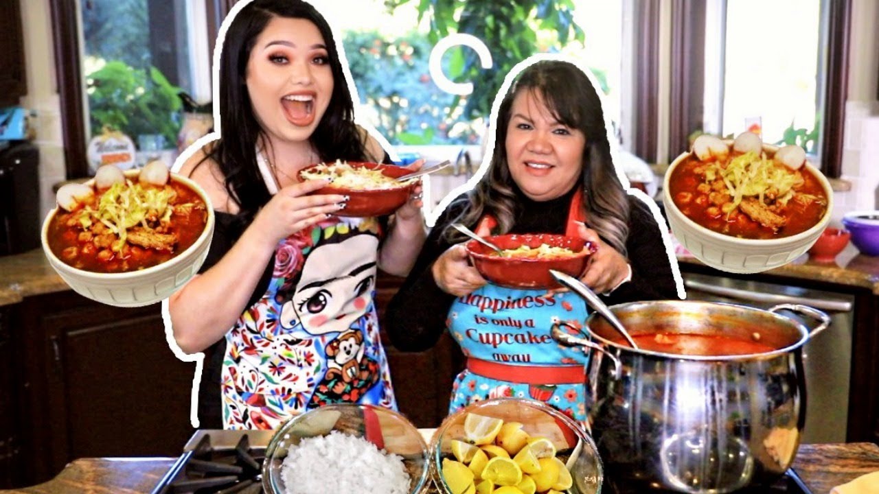 My Mom Teaches Me How To Make Pozole Youtube