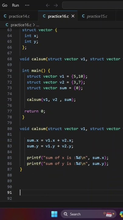 Sum of two vectors in c language | C programming. - YouTube