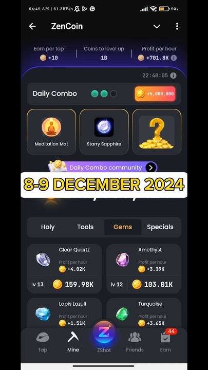 Zen coin daily combo 8December Zen coin today combo cards 8 December | Zen coin airdrop - YouTube