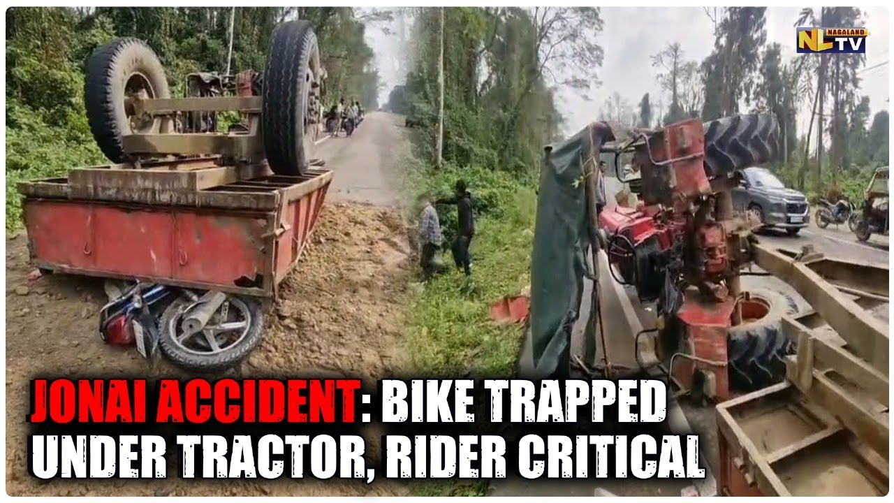 JONAI ACCIDENT: BIKE TRAPPED UNDER TRACTOR, RIDER CRITICAL - YouTube