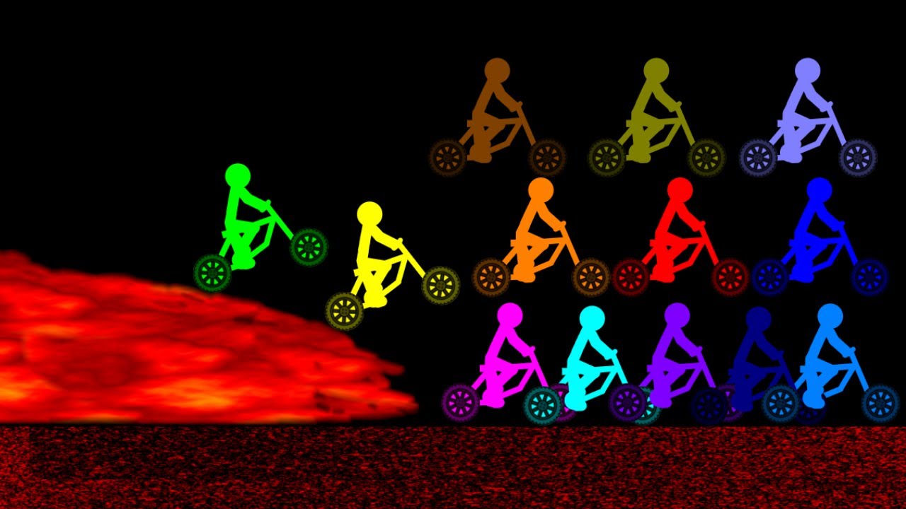 Survival Stickman Bicycle Race in Algodoo - Escape the lava - YouTube