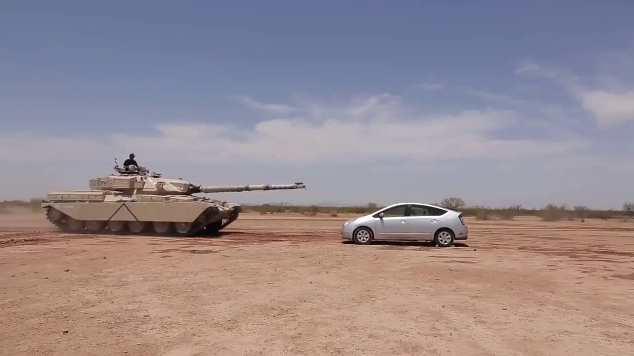 Tank Eat Prius - YouTube