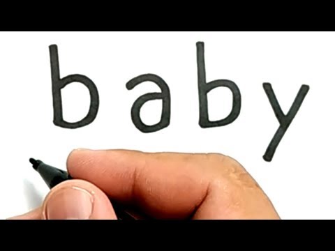 VERY EASY ! How to turn words BABY into CARTOON for KIDS / how to draw baby