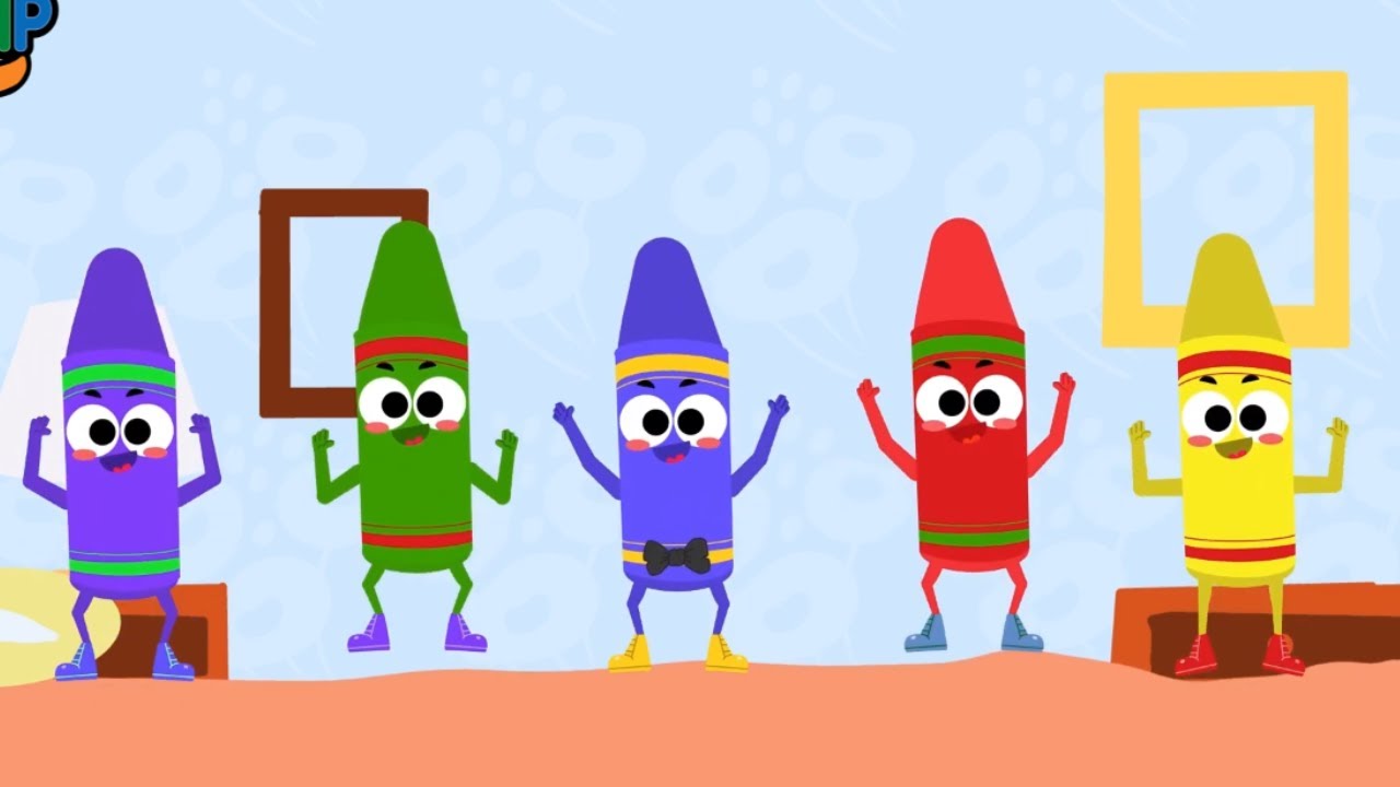Five Little Crayons Jumping On The Bed and More Fun Kids Songs| Mini ...