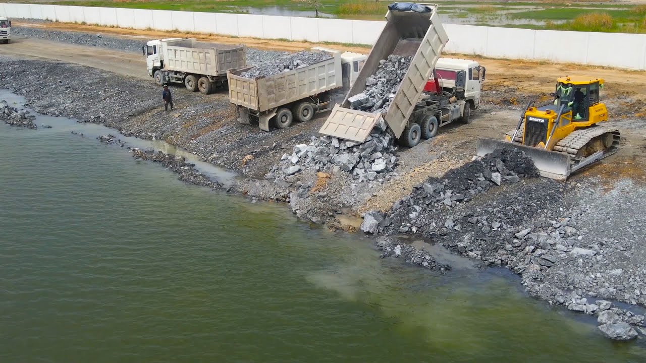 Part 4| Best Technology Machines Dozer Push Rock Drop In Water & Wheel ...