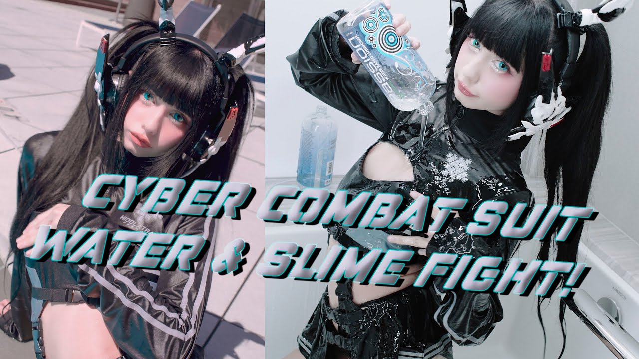 Wetlook Messy Slimy Cute Cyber Girl Soaked In Pool Wearing Shiny ...