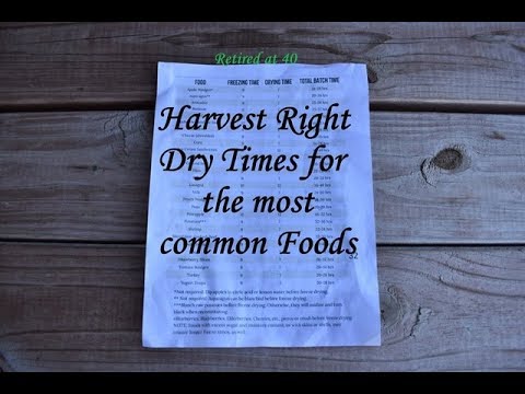 HARVEST RIGHT Freeze & Dry Time Settings for the most common foods # ...