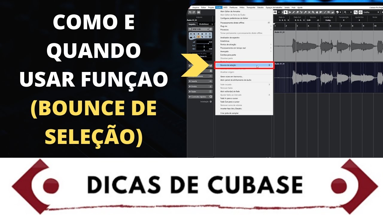 COMO E QUANDO USAR FUNÇAO "BOUNCE DE SELEÇÃO" NO CUBASE - YouTube