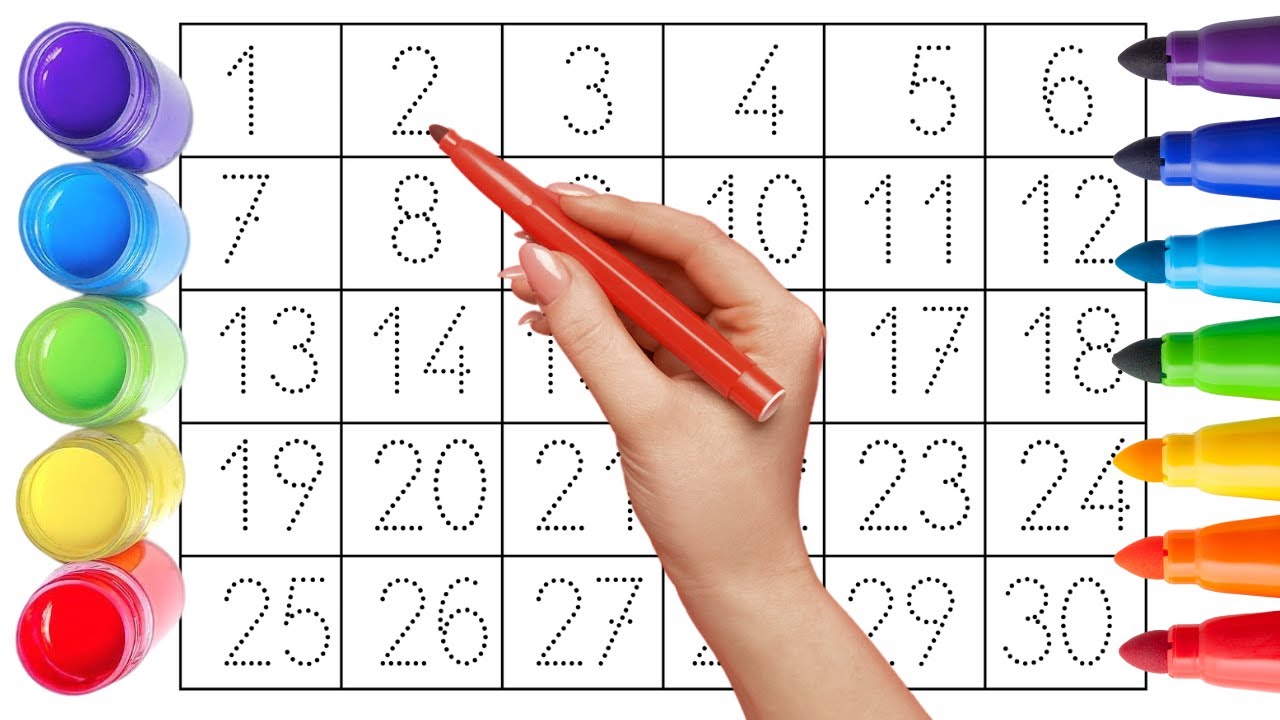 Learning Numbers: Let's Trace & Write 1234 | Educational Video for ...